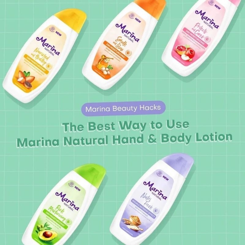 Jual Marina Hand Body Lotion Natural (Tutup Warna) | Shopee Indonesia