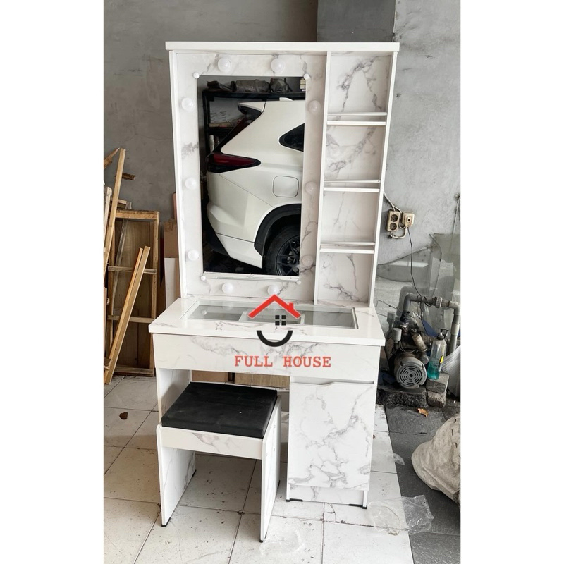 Jual (fullhouse furniture) meja rias dengan laci besar top kaca banyak ...
