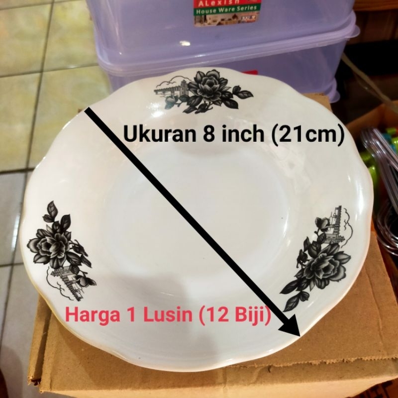Jual piring makan keramik piring jadul Rose Hitam ukuran 8 inch (21cm ...