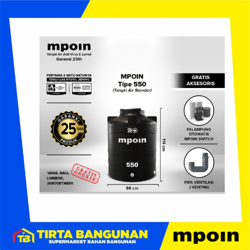 Jual Mpoin Tangki Air Wave W550 550 liter/ Toren/ Tangki/ Tandon Air | Shopee Indonesia