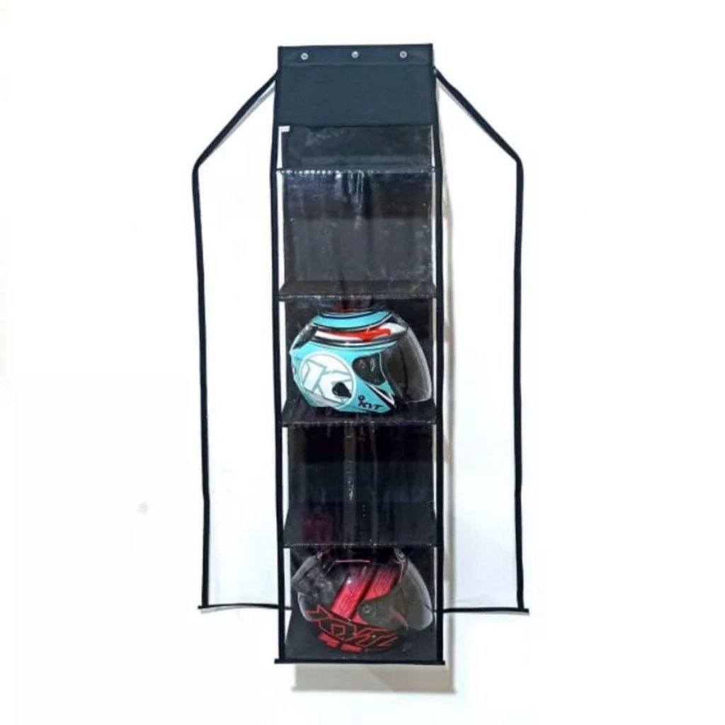 Jual Rak Helm 4 tingkat alas pakai triplek kokoh plastik tebal muat 4 ...
