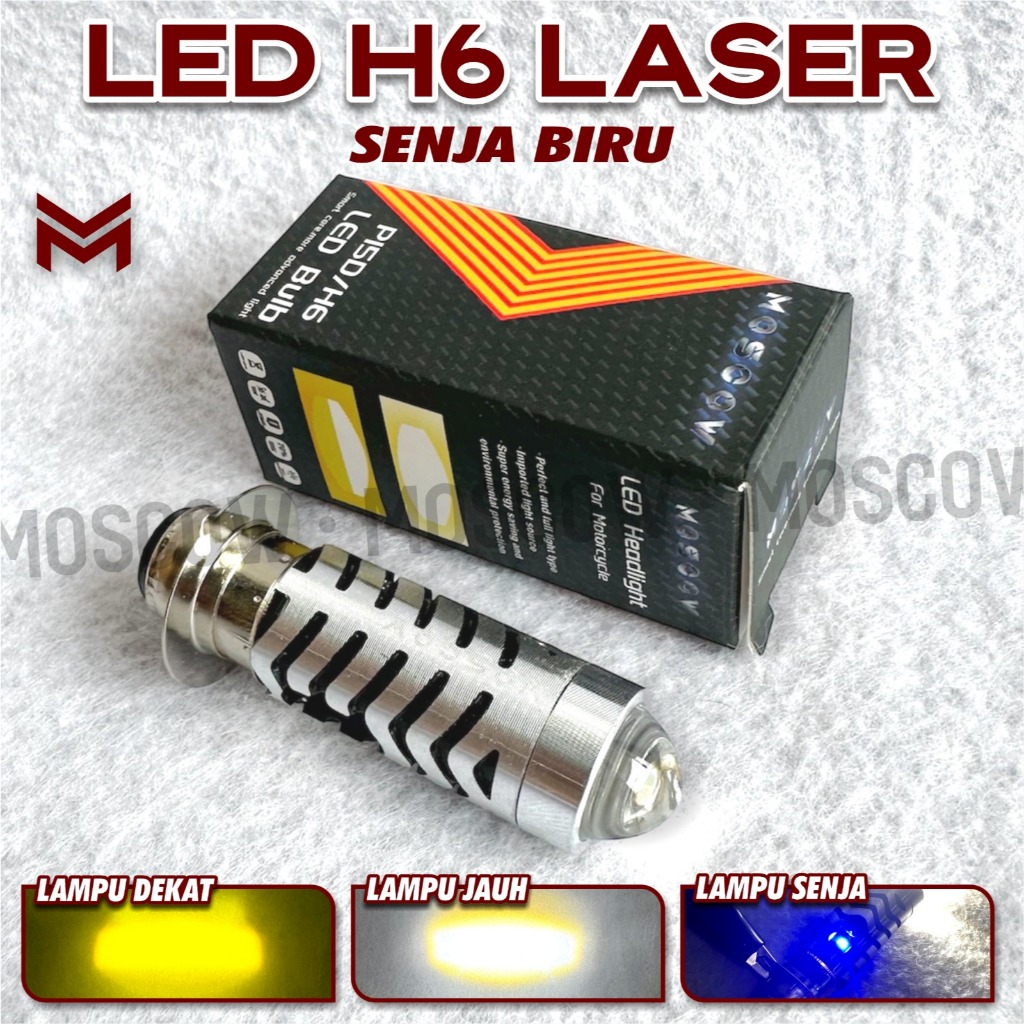 Jual LAMPU LED DEPAN MOTOR H6 LASER LED HI LOW AC DC DOUBLE COLOR WHITE YELLOW + LAMPU SENJA ...