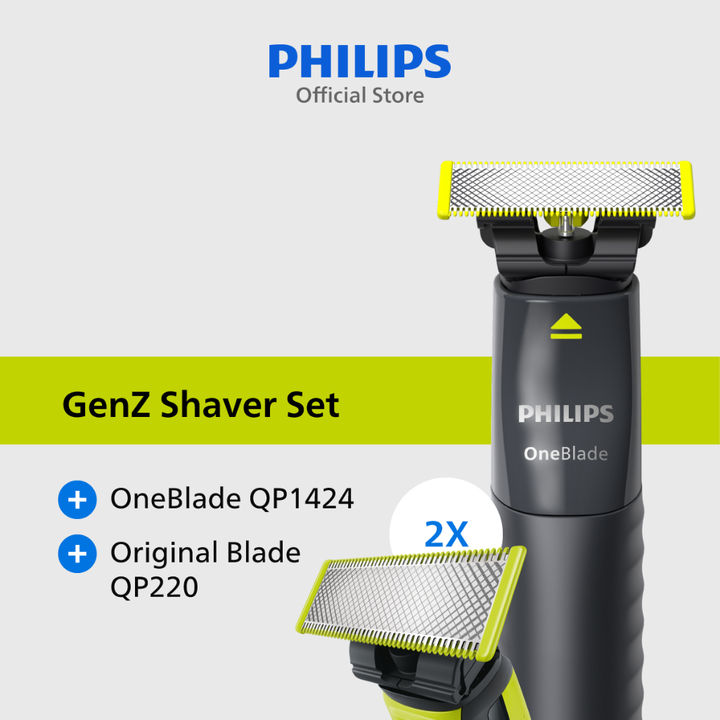 Jual Philips Gen Z Shaver Set - Oneblade QP1424/10 + Replacement QP220 ...