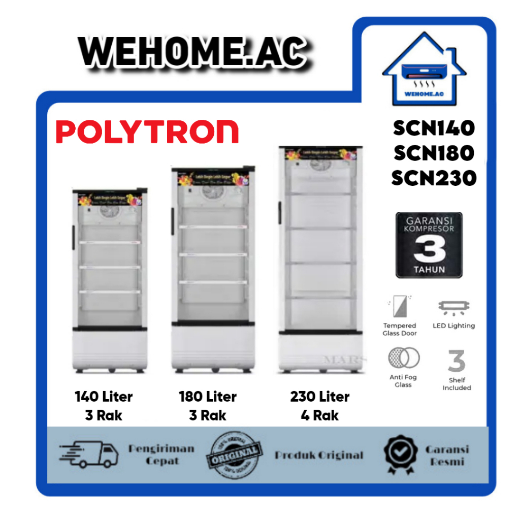 Jual Showcase Cooler Polytron SCN140 / SCN180 / SCN230 Kulkas Lemari ...