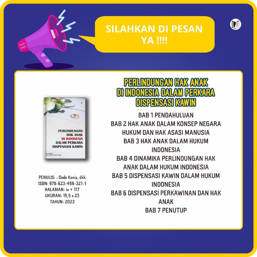 Jual PERLINDUNGAN HAK ANAK DI INDONESIA DALAM PERKARA DISPENSASI KAWIN | Shopee Indonesia