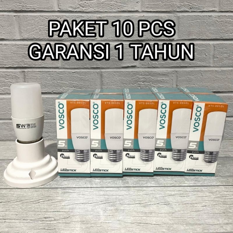Jual PAKET 10 PCS VOSCO LAMPU LED STICK 5W 5 WATT CAHAYA PUTIH SNI GARANSI 1 TAHUN | Shopee ...