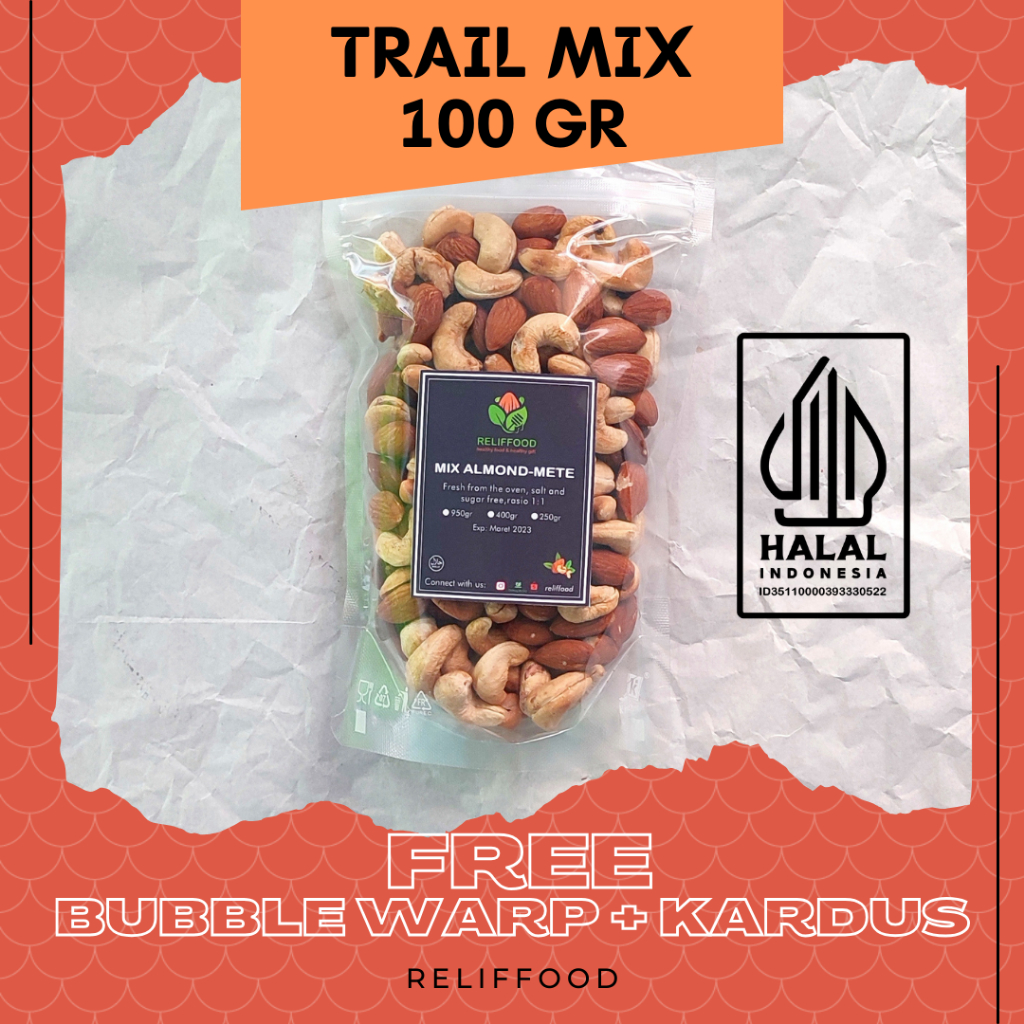 Jual TRAIL MIX 100 GRAM KACANG ALMOND DAN METE MEDE PANGGANG MIXED NUTS ...