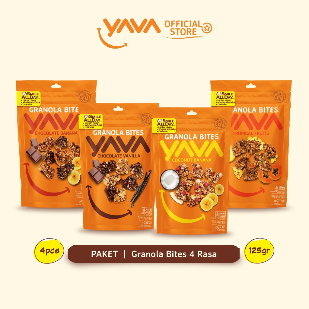Jual YAVA Paket Granola Bites 4 Rasa (4 x 125g) | Shopee Indonesia
