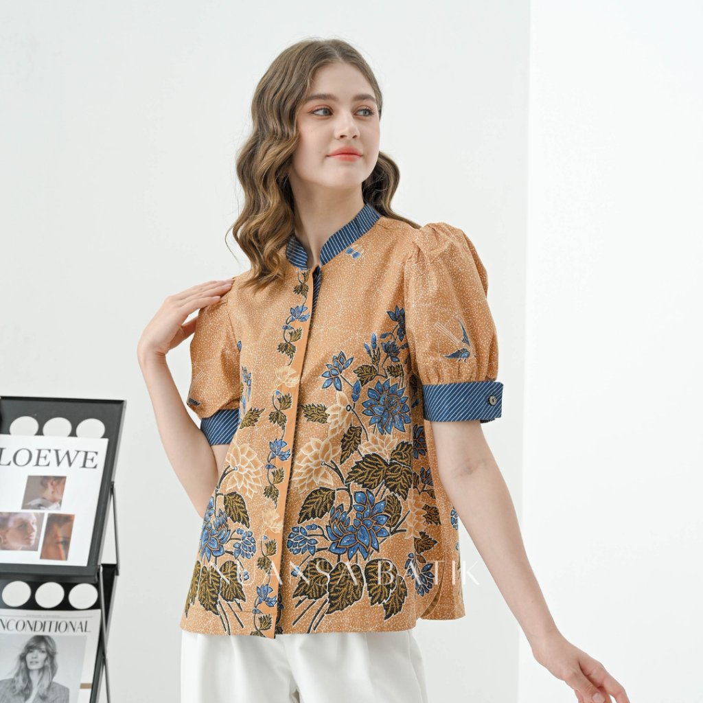 Jual Nuansa Batik Kemeja Batik Lengan Pendek Model Balon Bahan Katun ...