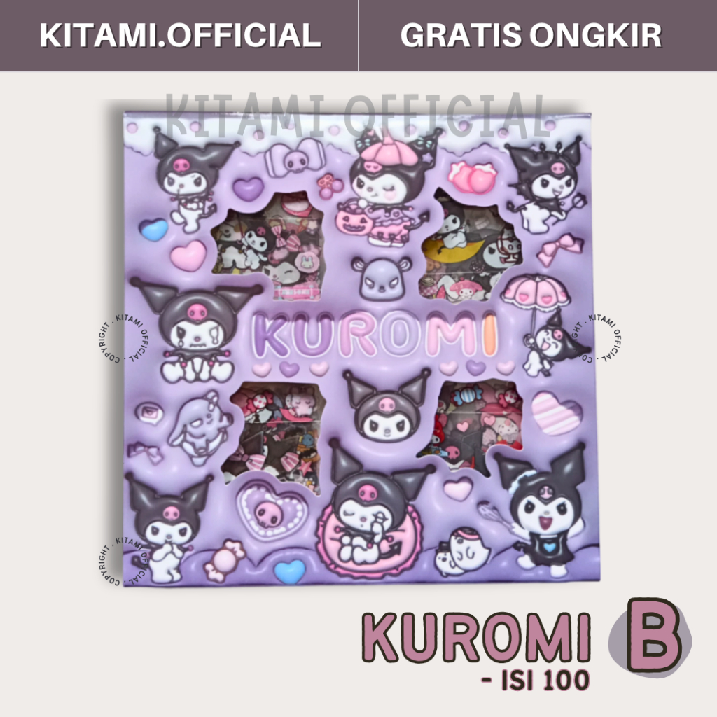 Jual STIKER KUROMI BOX ISI 100 | WATERPROOF STICKER KUROMI SANRIO ...