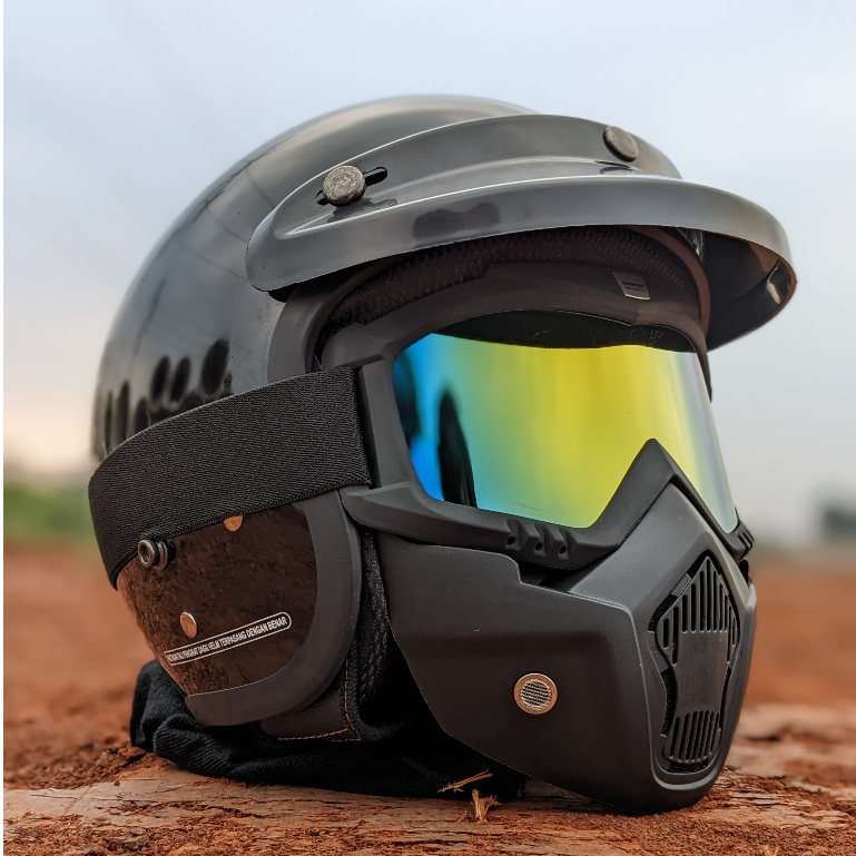 Jual Helm Bogo Goggle Mask Retro Modular Dewasa SNI | Shopee Indonesia