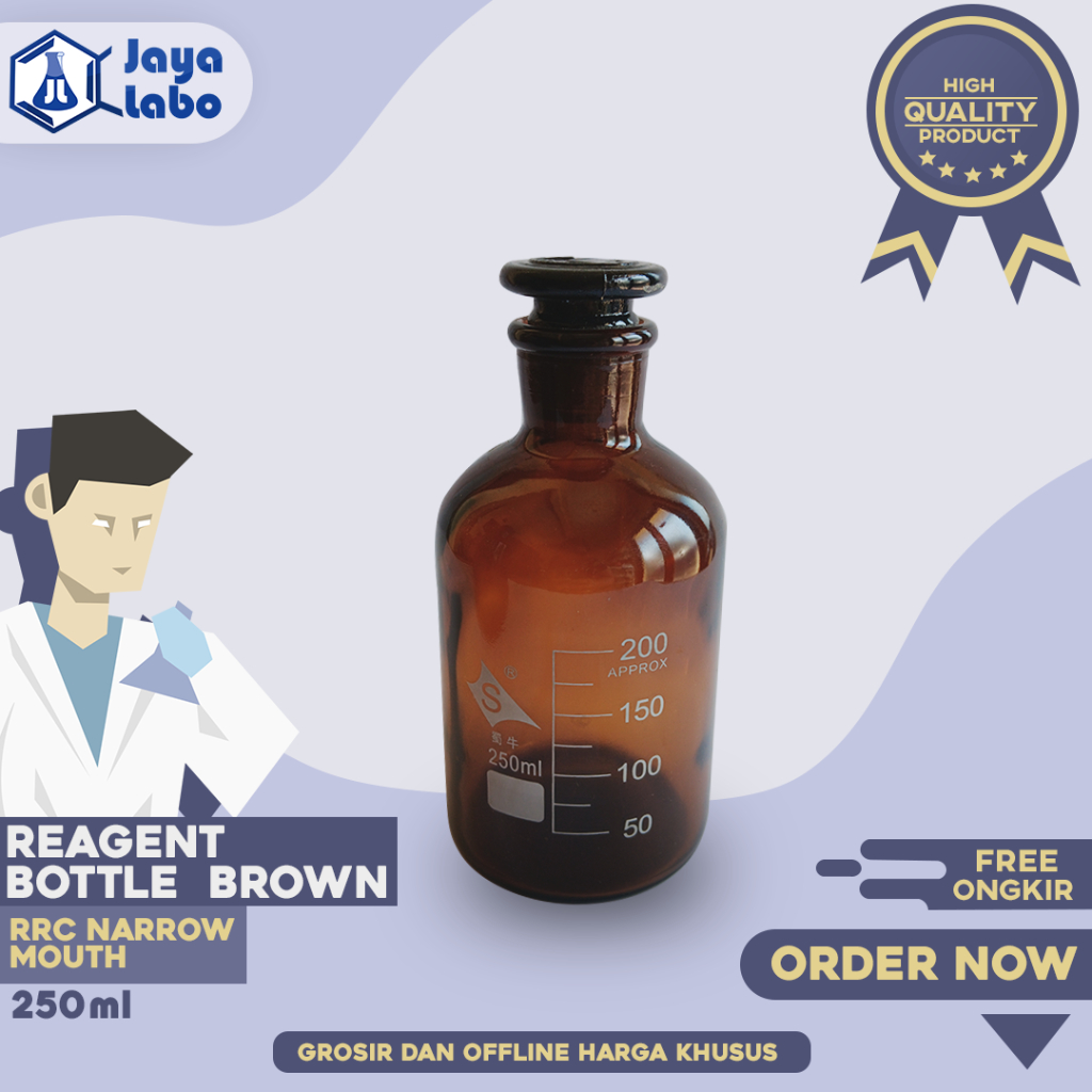 Jual RRC REAGENT BOTTLE Vol. 250 ml Brown/ Amber/ Coklat / Botol Reagen ...