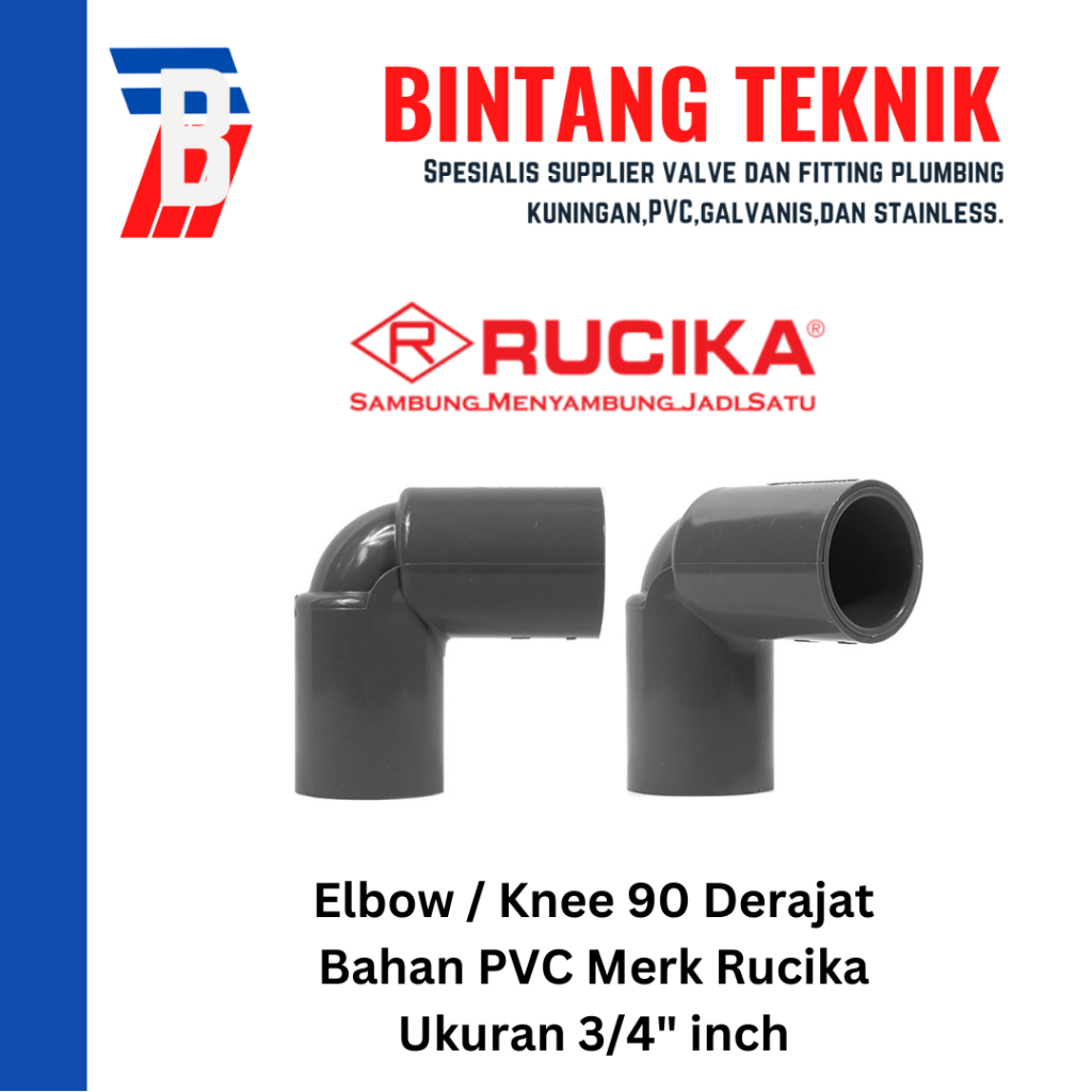 Jual Elbow / Knee 3/4" inch PVC Rucika AW 90 Derajat | Shopee Indonesia