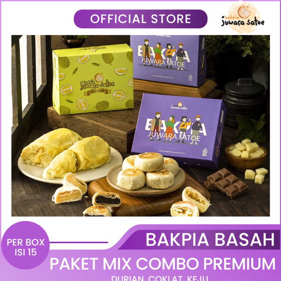 Jual Promo promo BAKPIA JUWARA SATOE 3 Box Paket Mix Combo Bakpia Basah ...