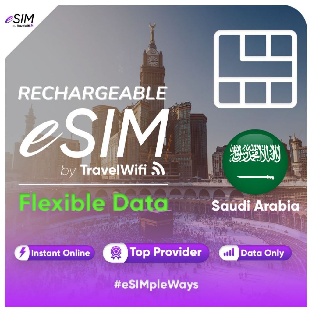 Jual RECHARGEABLE eSIM Saudi Arabia Flexible Data | Saudi Arabia Travel ...