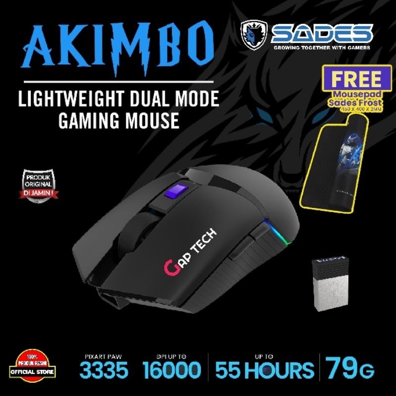 Jual Sades Akimbo Lightweight RGB Dual Mode Gaming Mouse Original ...