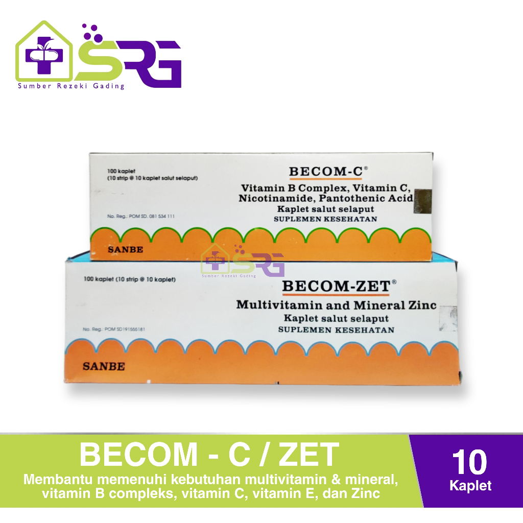 Jual Becom - Zet / C - Multivitamin dan Mineral Zinc (10 Kaplet ...