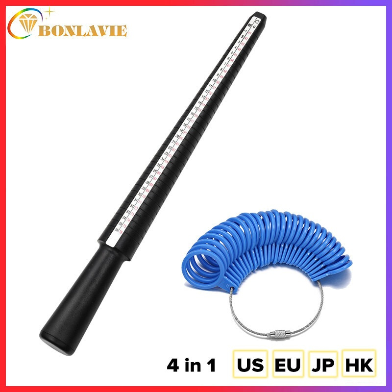 Jual BONLAVIE Ring Measuring Stick 4 in 1 US/EU//JP/HK Ring Size ...