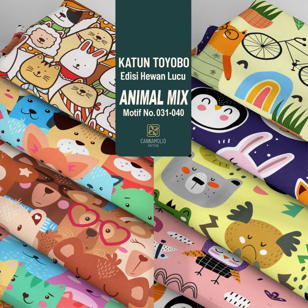 Jual Kain Katun Toyobo Printing Motif HEWAN LUCU | Lebar 145cm | ANIMAL ...
