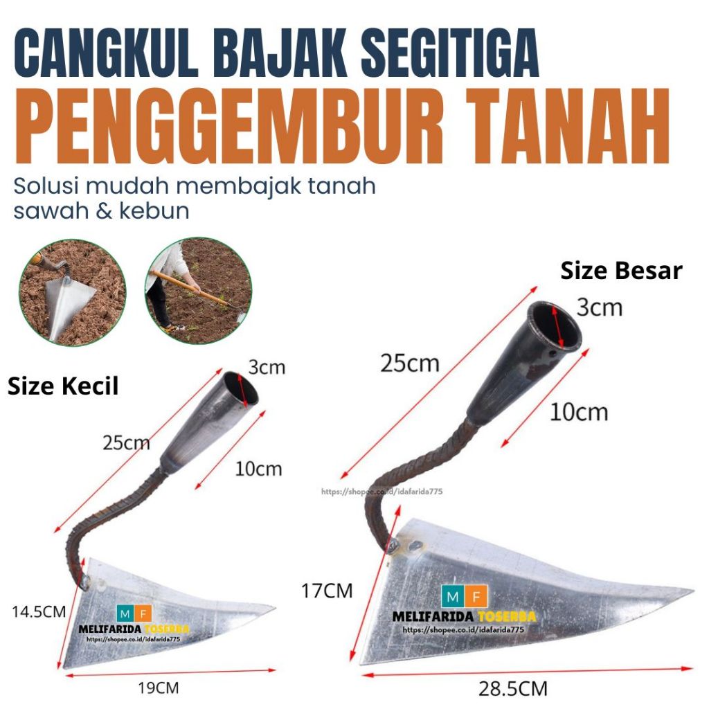 Jual Cangkul Tip Segitiga Penggembur Pembuat Galengan Gundukan Tanah ...