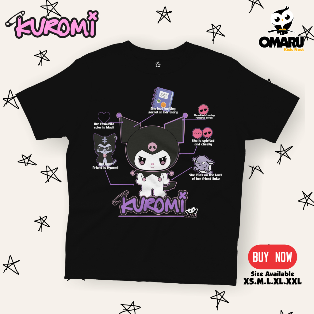 Jual OMARU Baju Kaos Anak Kuromi seri 2-8 Thn Unisex Kuromi Sanrio Evil ...