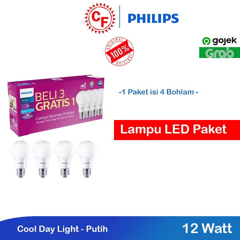 Jual Lampu LED Bulb Philips 12W Paket 3 Gratis 1 (isi 4pcs) | Shopee ...