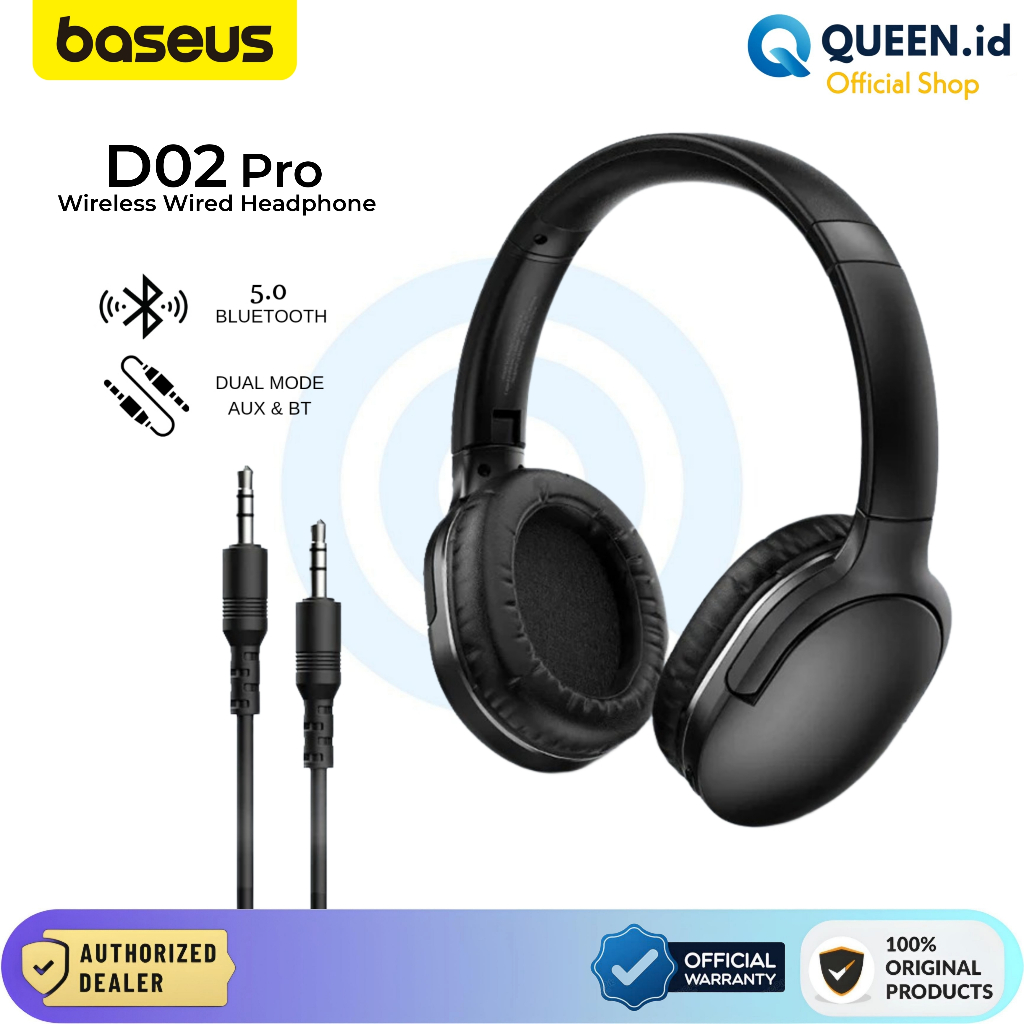 Jual Baseus D02 PRO Bluetooth Wireless - Wired Aux 3.5mm Headset Dual ...