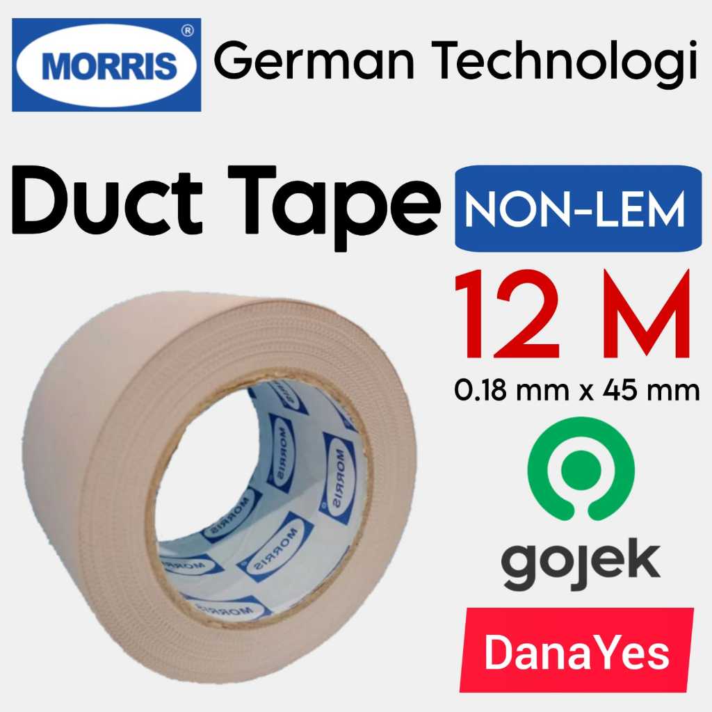 Jual MORRIS Isolasi pipa ac duct tape ac non lem tanpa lem 12 meter ...