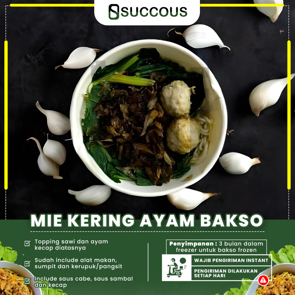Jual Mie Ayam Succous Paket Mie Kering Bakso Frozen Food Topping Sawi ...