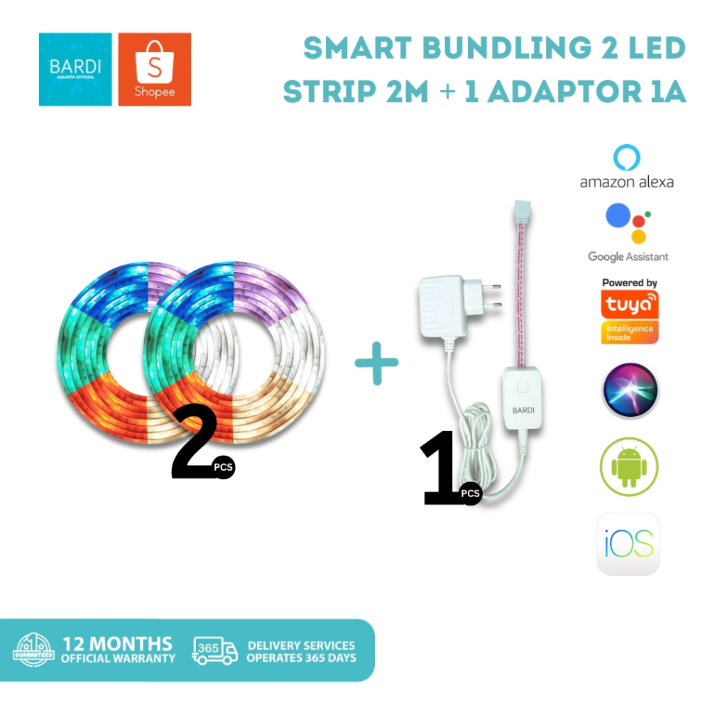 Jual BARDI SMART LED STRIP BUNDLE [2PCS LED STRIP + 1PCS ADAPTOR 1A ...
