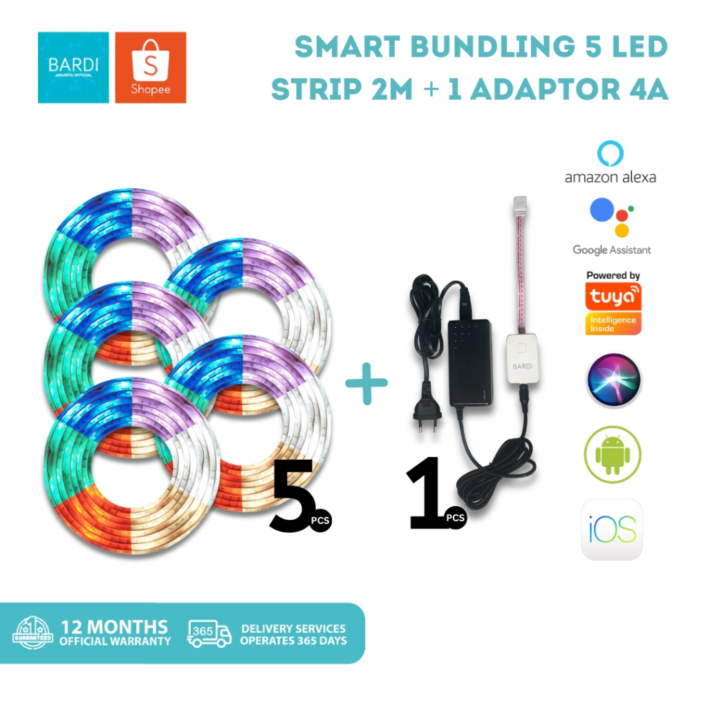 Jual Bardi Smart Stylish Room Bundle - 5 LED strip & 1 Adaptor 4A ...