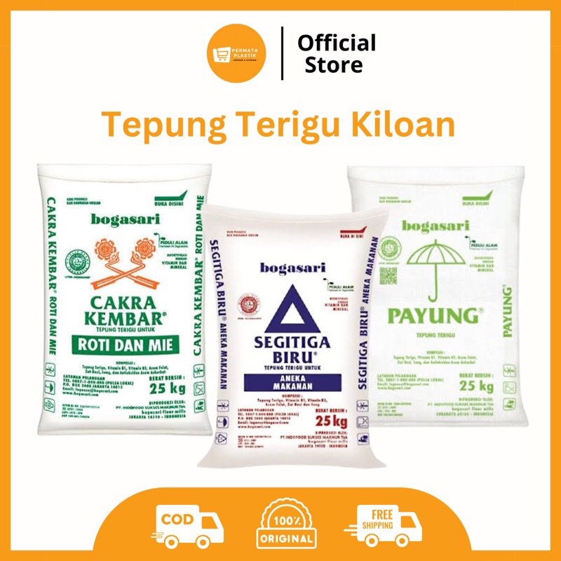 Jual Tepung Terigu Gandum Segitiga Cakra Payung Protein Tinggi Sedang ...