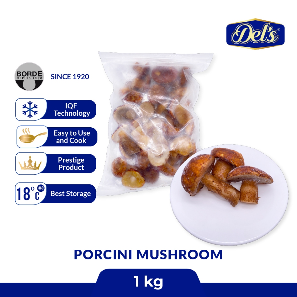 Jual Del's Whole Porcini Frozen Premium / Jamur Porcini Beku Utuh ...