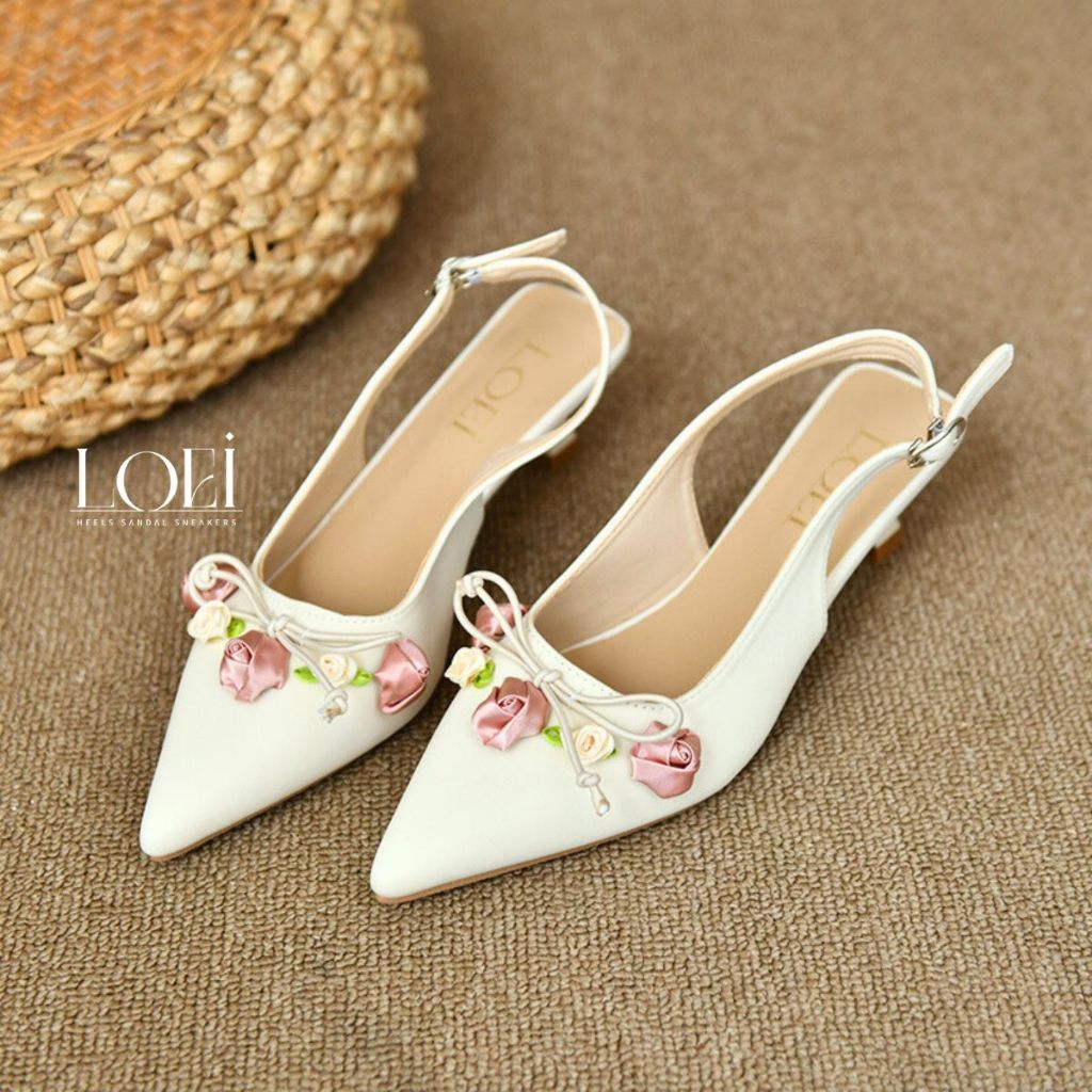 Jual LOEI Levina Heels Floral Vintage Wanita Sepatu Hak Slingback ...
