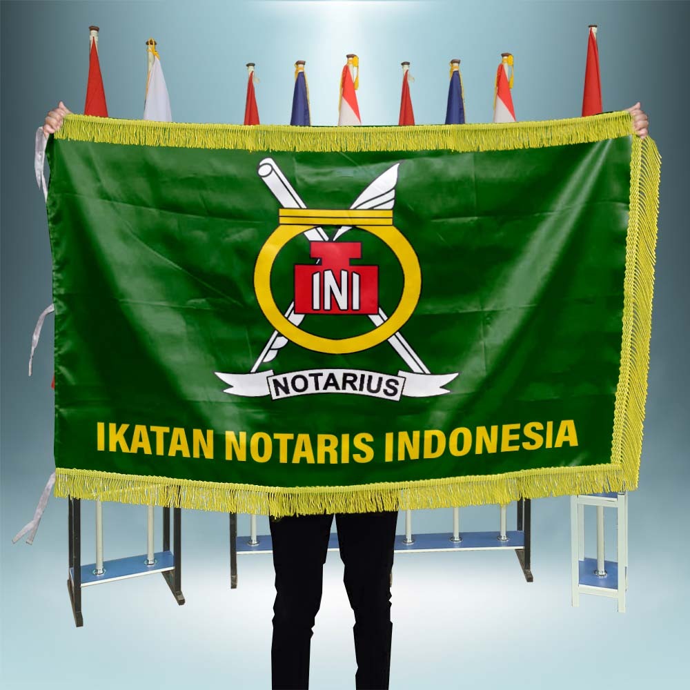 Jual Bendera Ikatan Notaris Indonesia Bahan Satin Peles Bolak balik 2 ...