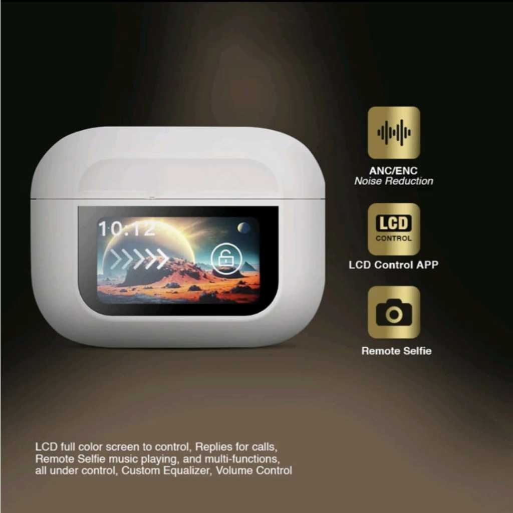 Jual Cleair O2 - TWS A8 Pro ANC/ENC Touch Screen Led Earphone Headset ...