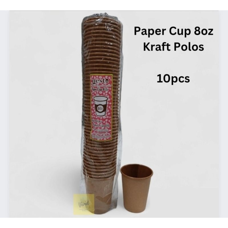 Jual Paper Cup Gelas Kertas 8oz Kraft Coklat Polos Cup Kertas Nesto isi 10 pcs | Shopee Indonesia