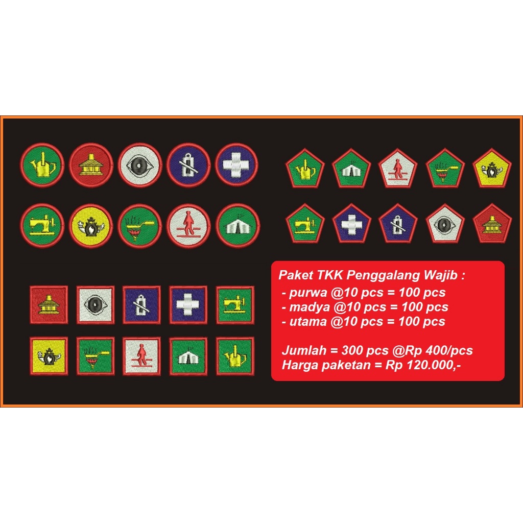Jual Paket Badge TKK Penggalang Wajib (purwa, madya, utama) @10pcs per tkk | Shopee Indonesia