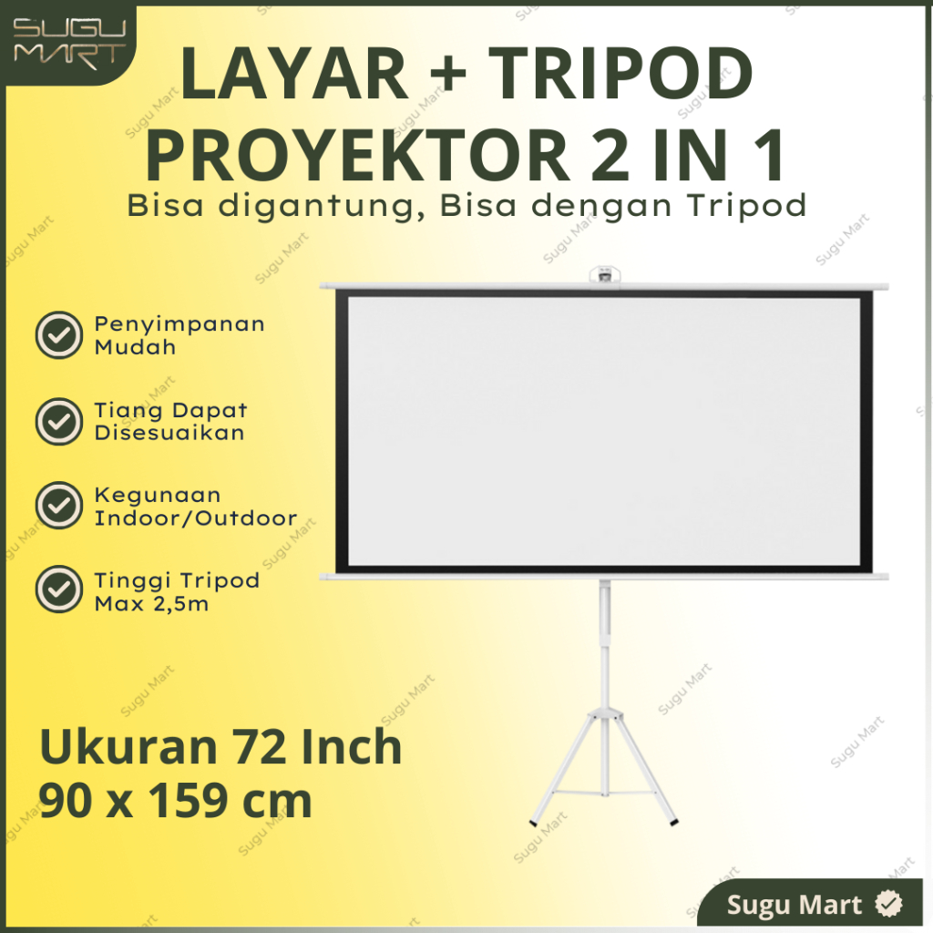 Jual Screen Projector With Standing Tripod 72 Inch 16:9 | Layar ...