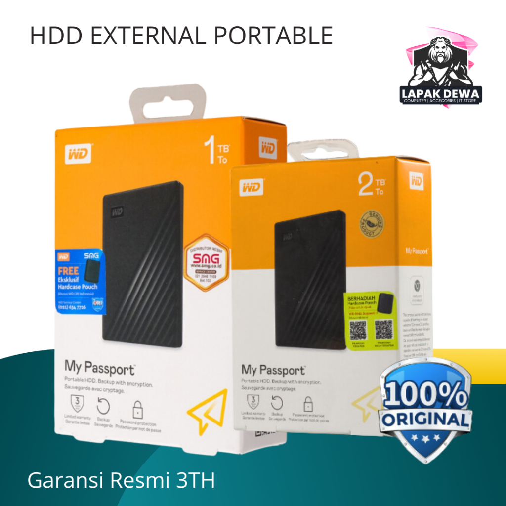 Jual WD Hardisk External 1TB 2TB My Passport Portable HDD Eksternal ...
