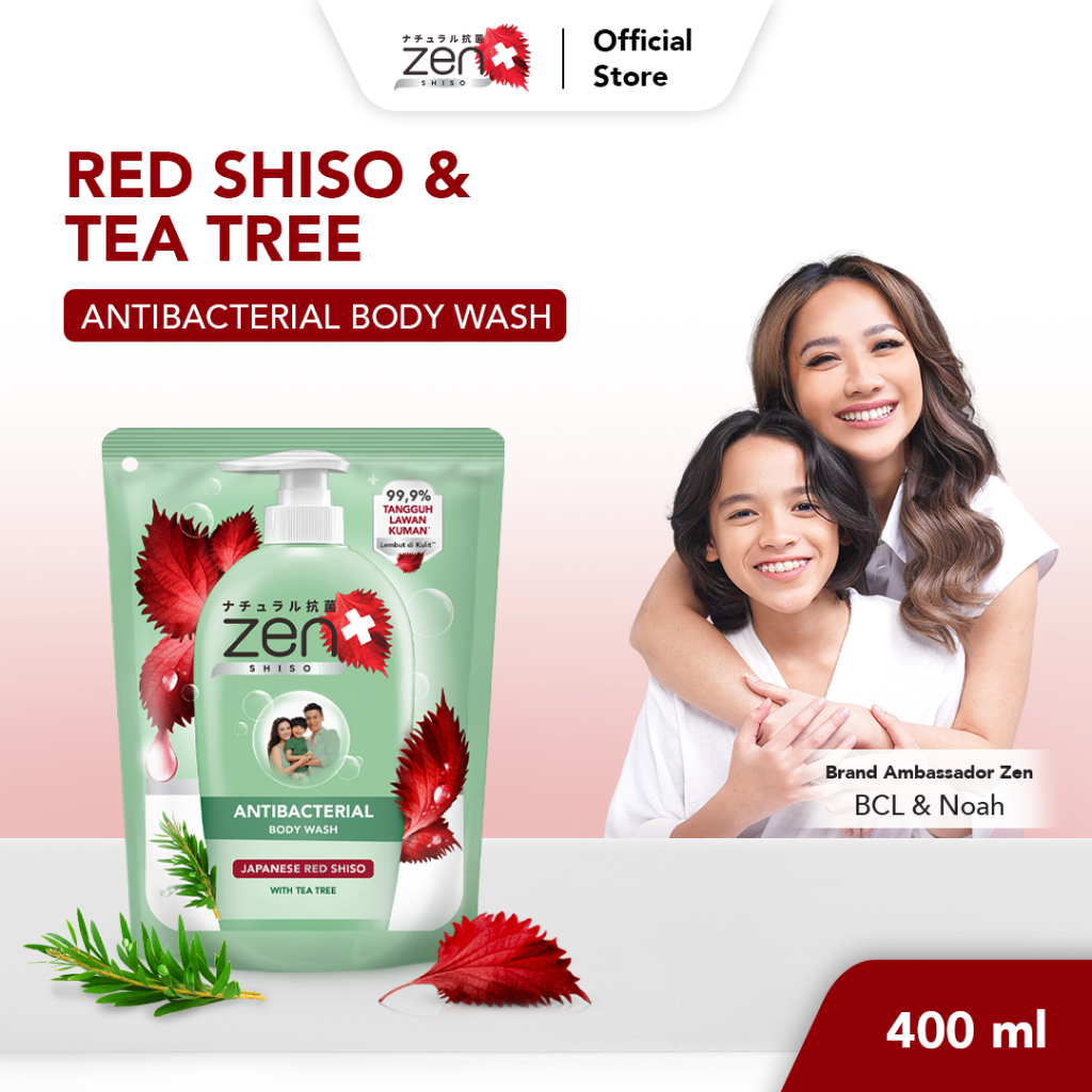 Jual Zen Antibacterial Body Wash Shiso & Tea Tree Refill 400ml | Shopee ...