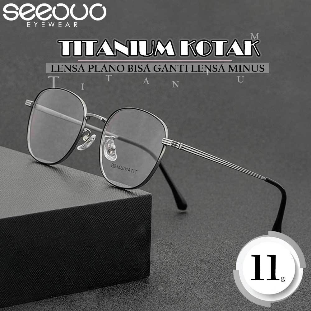 Jual Seeouo Frame Kacamata Plano Lens Model Kotak Stylish Light Frame Titanium Elegan Unisex ...