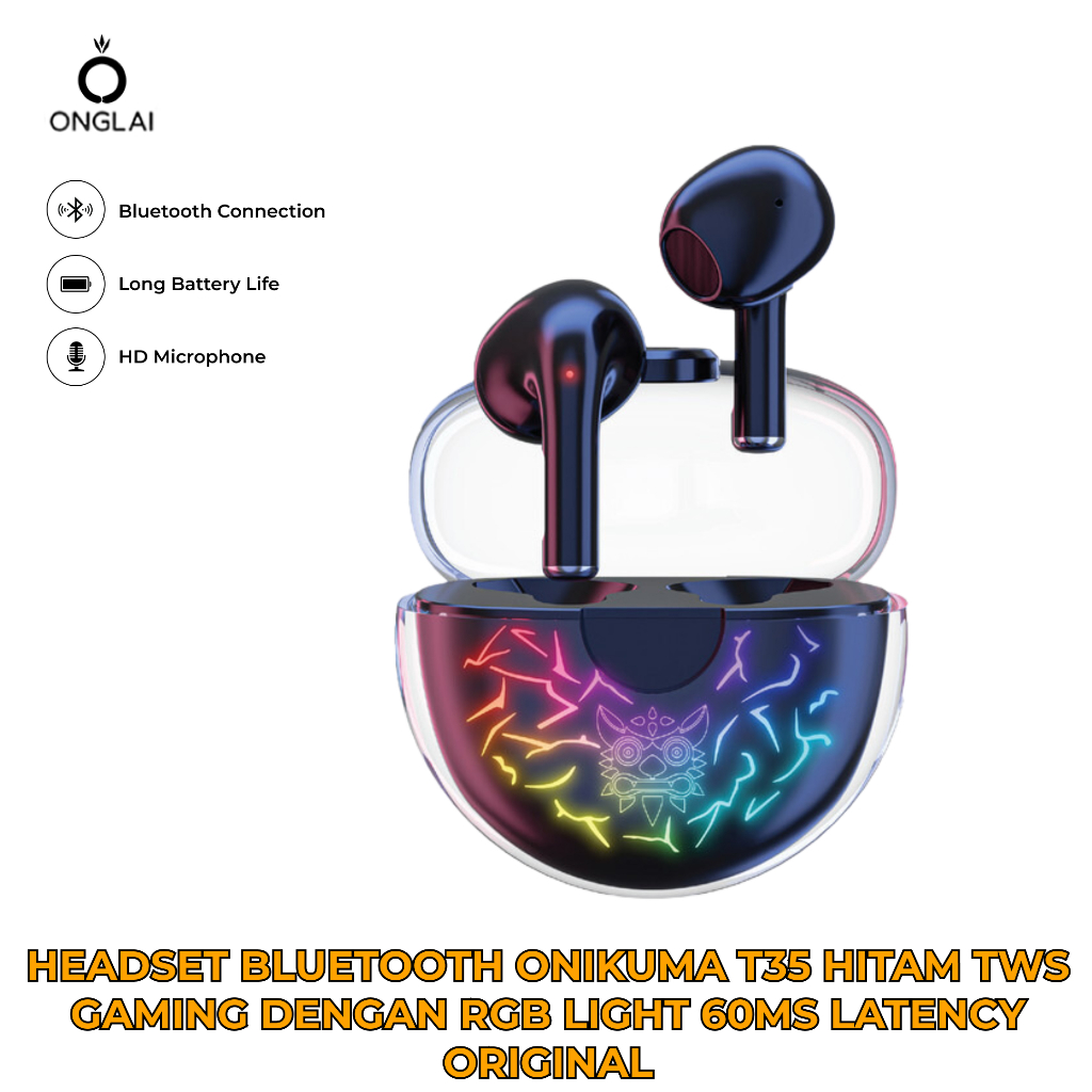 Jual ONIKUMA True Wireless Earbuds T35 TWS Bluetooth RGB Black Pink ...