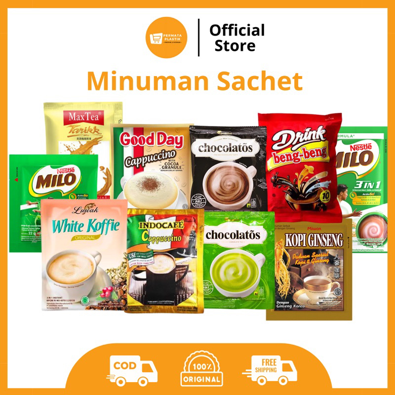 Jual Aneka Minuman Sachet Milo Good Day Teh Tarik Chocolatos Indocafe ...
