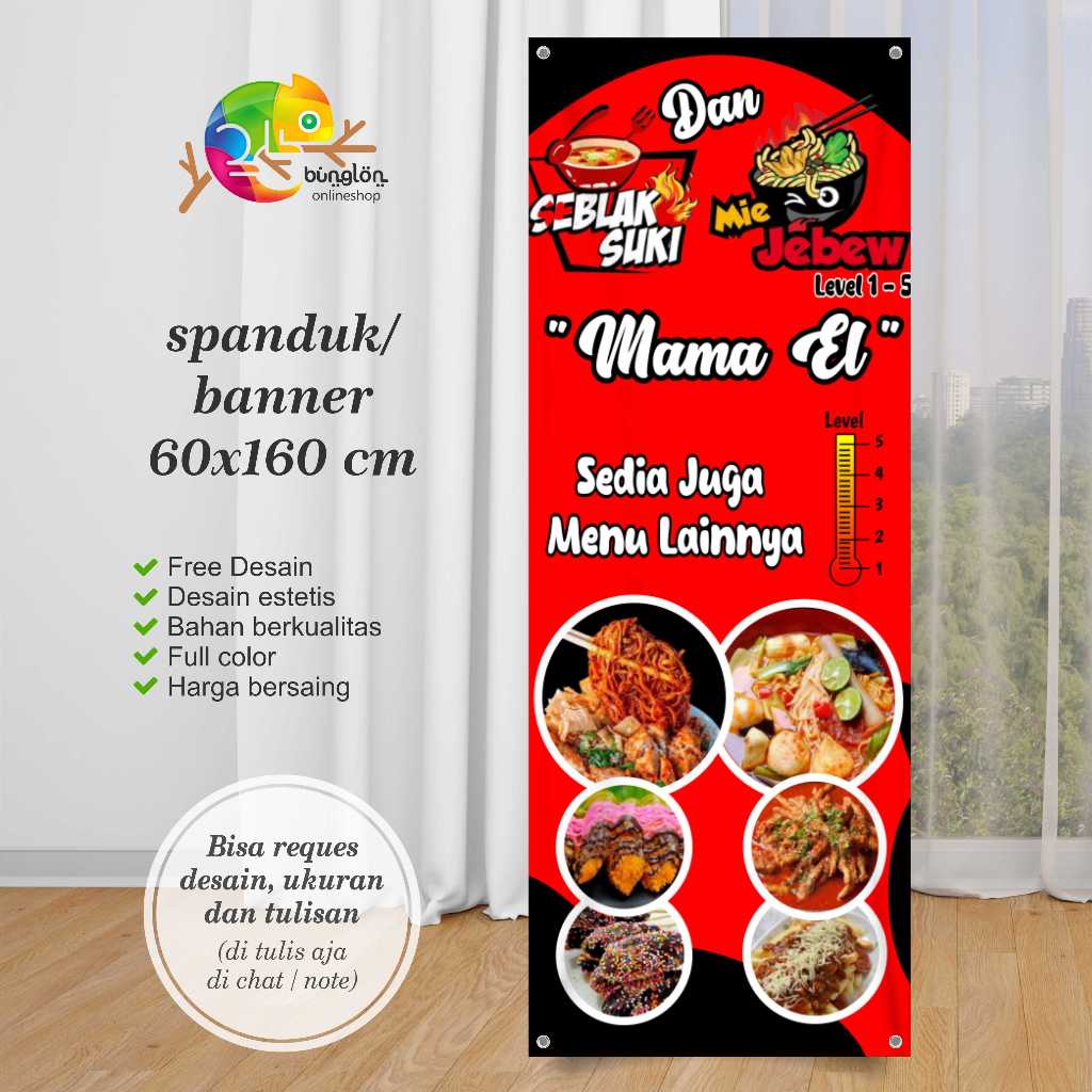 Jual Spanduk Banner Seblak Suki Mie Jebew Custom Desain | Shopee Indonesia