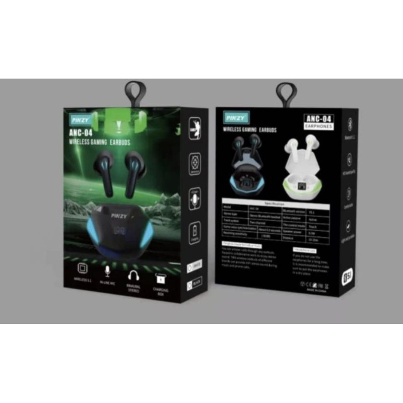 Jual PINZY ANC-04 WIRELESS GAMING EARBUDS BT V5.1 LED DISPLAY | Shopee ...