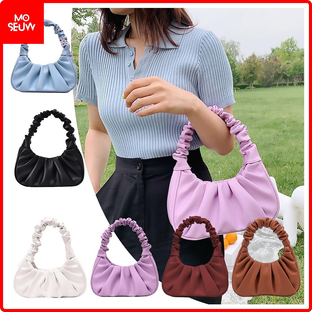 Jual MOSEUW Bags kerut termurah, clutch kekinian canvas kulit | Shopee ...