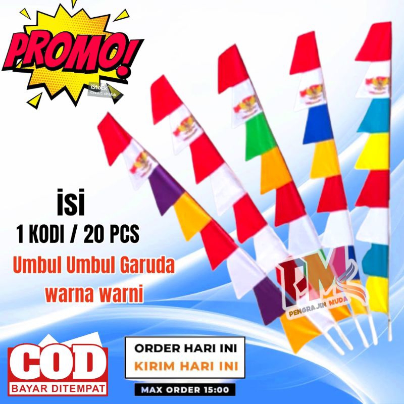 Jual isi 20 PCS (1kodi)Bendera Umbul umbul Garuda Warna warni )kualitas premium | Shopee Indonesia