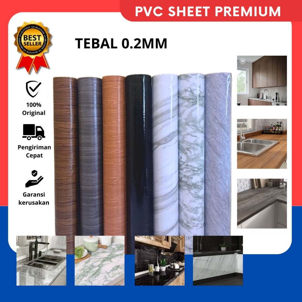 Jual PVC SHEET 1 ROLL ukuran 120Cm x 50M (Sudah ada Lem)/Deco Sheet ...