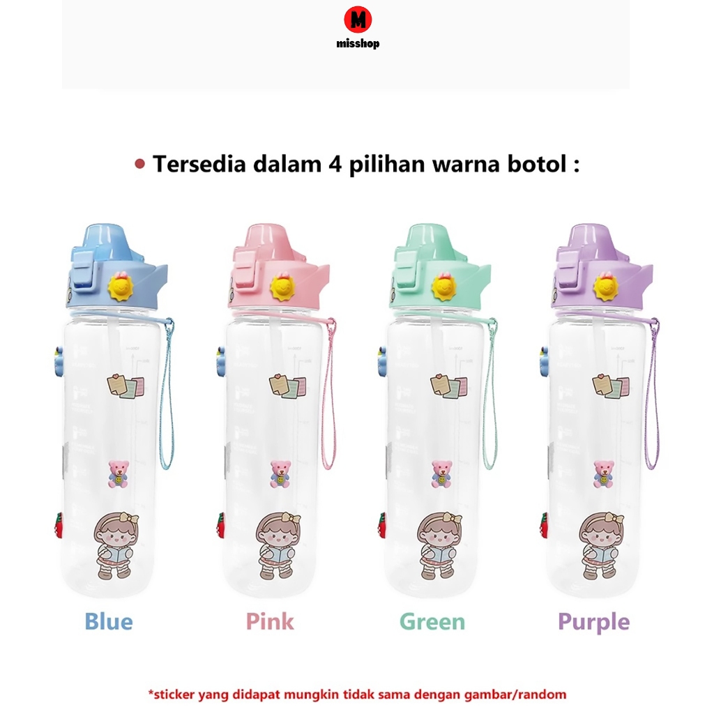 Jual Botol Viral Botol Motivasi 1 Liter Bening Free Stiker 2D+3D Dengan ...